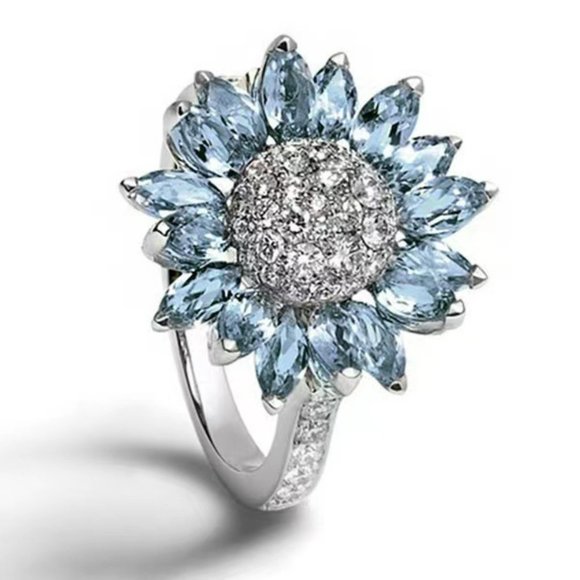 Jewelry | Sunflower Crystal Diamond Ring | Poshmark